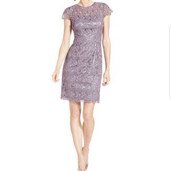 Patra | Dresses | Patra Dress Capsleeve Metallic Lace Overlay | Poshmark